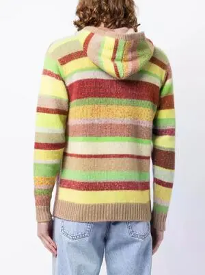 THE ELDER STATESMAN Multi-stripe Cashmere Zip-up Hoodie