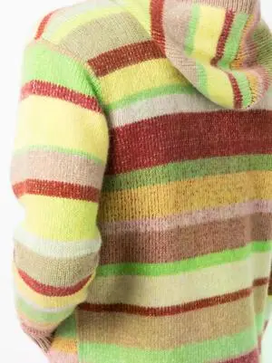 THE ELDER STATESMAN Multi-stripe Cashmere Zip-up Hoodie