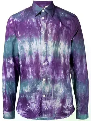STAIN SHADE Long-sleeve Button-up Tie-dye Shirt