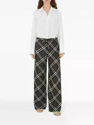 Burberry Check-pattern Silk Trousers