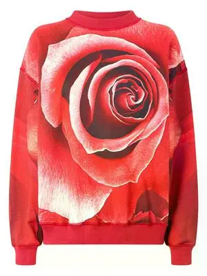 Roberto Cavalli Rose-print Sweatshirt - Red