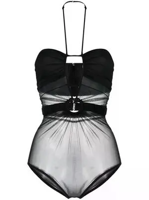 NENSI DOJAKA Sheer-panel Halterneck Bodysuit