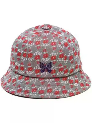 Needles Logo-embroidered Floral Bucket Hat - Grey