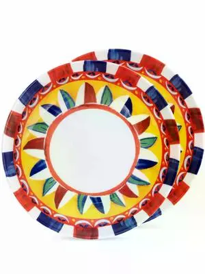 Dolce & Gabbana Carretto-print Porcelain Soup Plates - Red