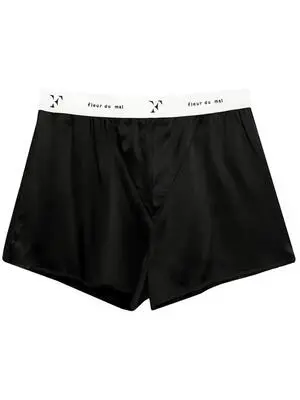 FLEUR DU MAL Silk Blend Boxer Shorts - Black