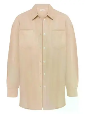 ANNAFOXY Sand Beige Pintuck Detail Shirt