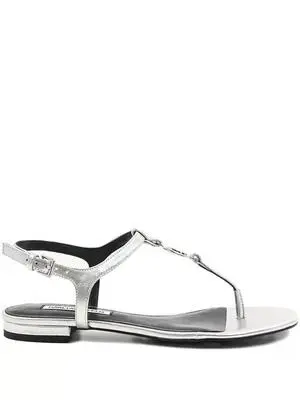 Karl Lagerfeld Silver Tone Sandals For Women
