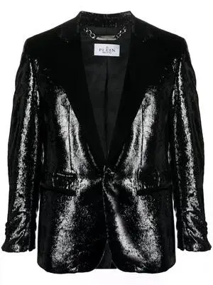Philipp Plein Metallic-effect Single-breasted Blazer - Black