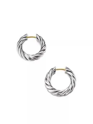 David Yurman Sterling Sculpted Cable Hoop Earrings
