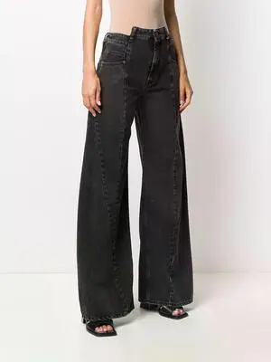 MAISON MARGIELA Asymmetrical Waist Wide Leg Jeans - Black