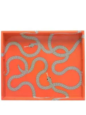 Jonathan Adler Eden Snake-print Tray - Orange