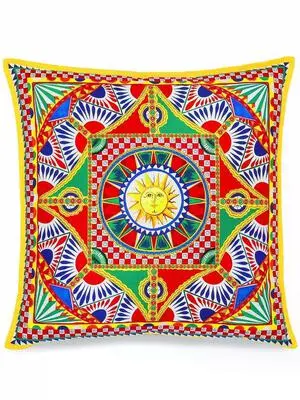 Dolce & Gabbana Medium Carretto-print Square Canvas Cushion - Red