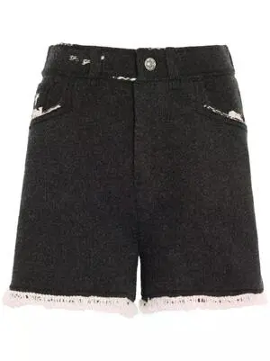 BARRIE Fine-knit Fringe-detail Shorts - Black