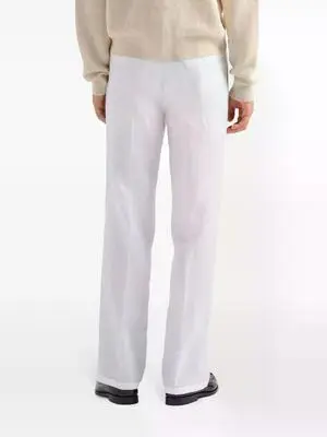Prada Linen Wide-leg Trousers - White
