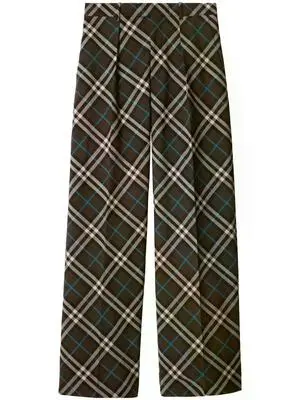 Burberry Check-pattern Pressed-crease Trousers - Black