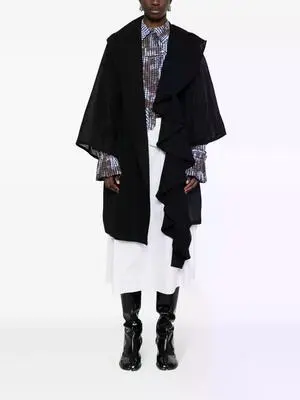 Yohji Yamamoto Textured Draped Midi Coat