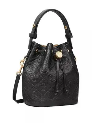 Tory Burch T-monogram Quilted Leather Bucket Bag - Black