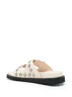 Toga Stud-embellished Leather Slides - Neutrals