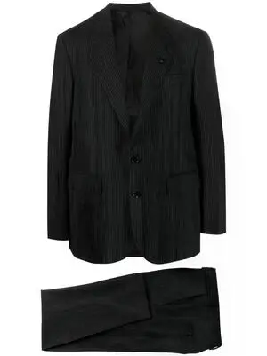 LARDINI Striped Single-breasted Suit - Black