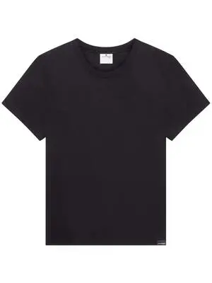 COURREGES Logo-embroidered Cotton T-shirt - Black