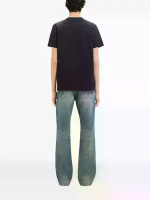 COURREGES Logo-embroidered Cotton T-shirt - Black