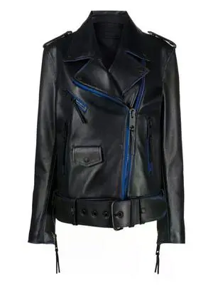 Off-White Contrast-trim Leather Jacket