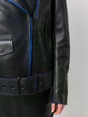 Off-White Contrast-trim Leather Jacket
