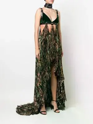 Roberto Cavalli Patterned Pleated Maxi Dress