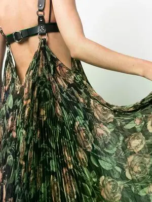 Roberto Cavalli Patterned Pleated Maxi Dress