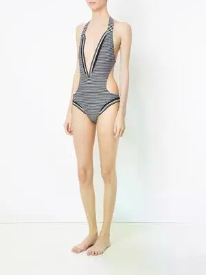 AMIR SLAMA Striped One Piece Swimsuit