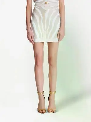 Balmain Zebra Intarsia-knit Miniskirt - Neutrals