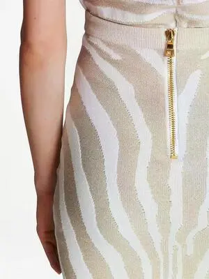 Balmain Zebra Intarsia-knit Miniskirt - Neutrals