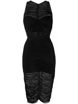 FLEUR DU MAL Ruched Midi Dress - Black