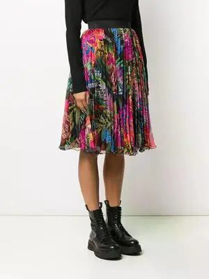 Philipp Plein Jungle Rock Print Pleated Skirt