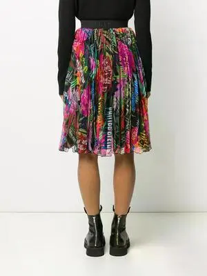 Philipp Plein Jungle Rock Print Pleated Skirt