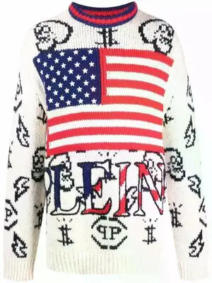 Philipp Plein Usa Flag-print Crew Neck Jumper