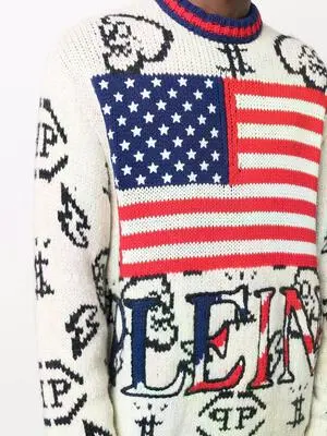 Philipp Plein Usa Flag-print Crew Neck Jumper