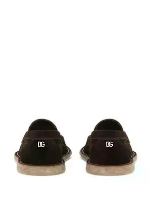 Dolce & Gabbana Dg-plaque Suede Loafers