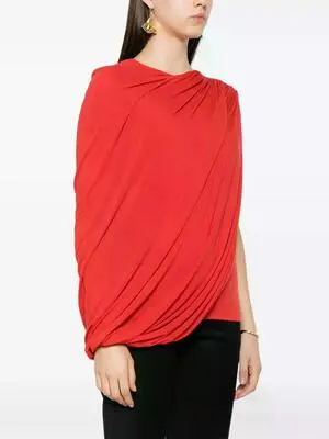 MANURI Asymmetric Draped Blouse - Red
