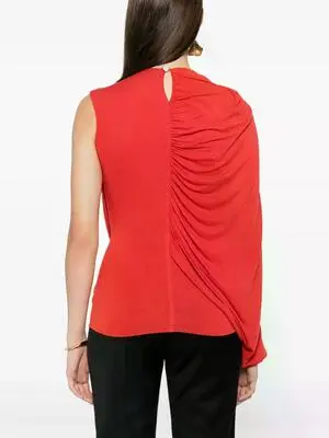 MANURI Asymmetric Draped Blouse - Red