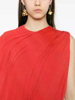 MANURI Asymmetric Draped Blouse - Red