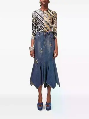 AREA Stud-detail Midi Skirt - Blue