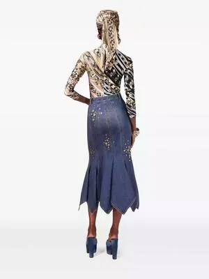 AREA Stud-detail Midi Skirt - Blue