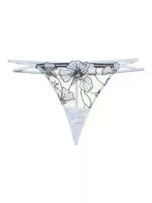 FLEUR DU MAL Harper Embroidery G-string - Blue
