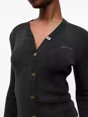 GANNI Logo-embroidered Cardigan
