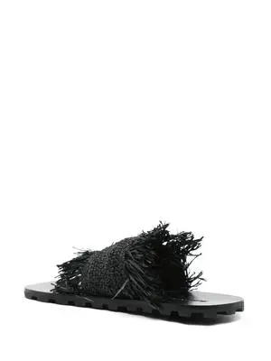 JIL SANDER Raffia Sandals - Black