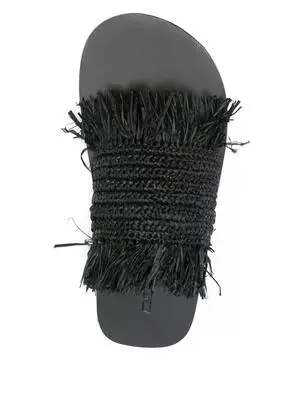 JIL SANDER Raffia Sandals - Black