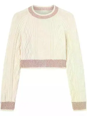 Palm Angels Curved-logo Cable-knit Sweater