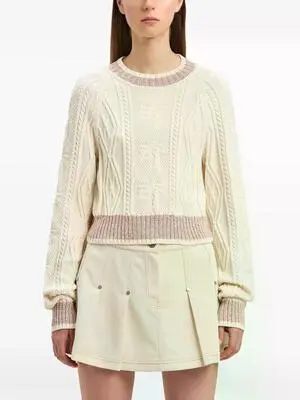 Palm Angels Curved-logo Cable-knit Sweater