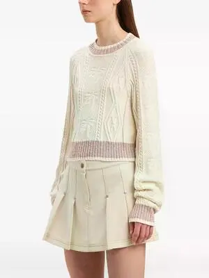 Palm Angels Curved-logo Cable-knit Sweater